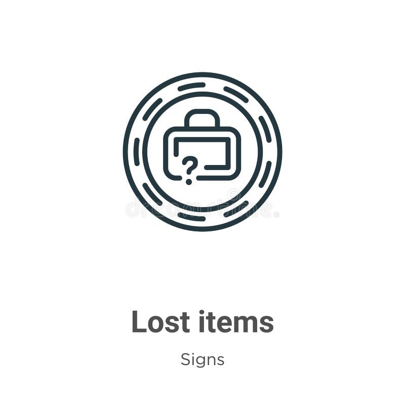 Lost Items Outline Vector Icon. Thin Line Black Lost Items Icon, Flat ...