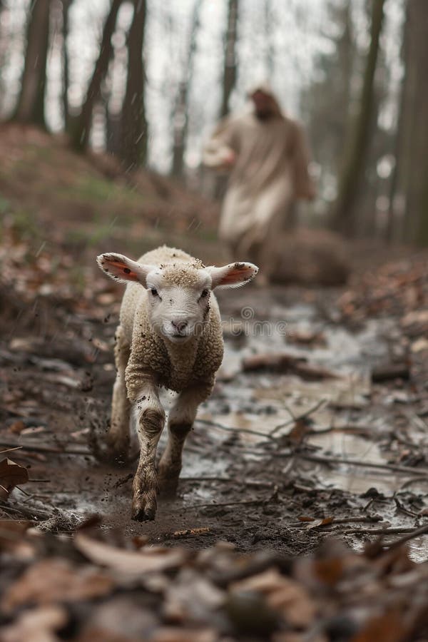 Jesus and the Lost Sheep. AI Generative. Stock Illustration ...