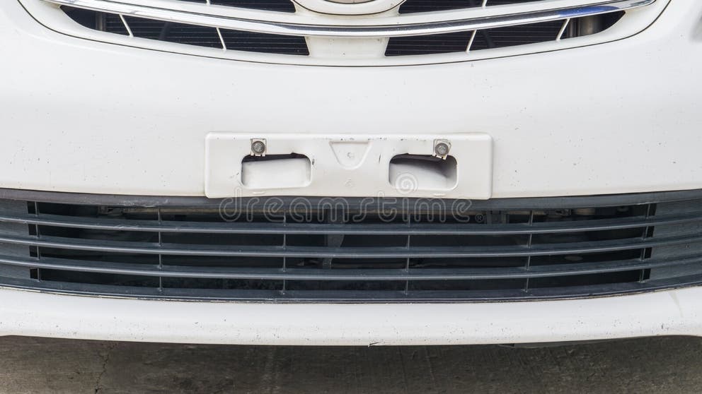Lost License Plate on the White Car Stock Photo - Image of licence ...