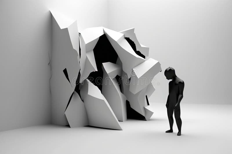 Lost Man Black and White Art Illustration Generative AI Stock ...
