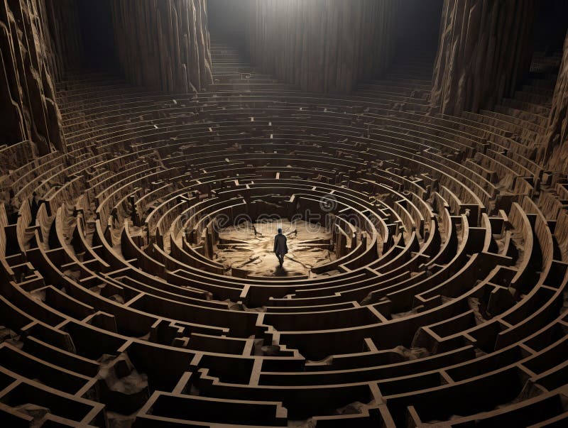 Lost in the maze stock illustration. Illustration of sole - 289863581