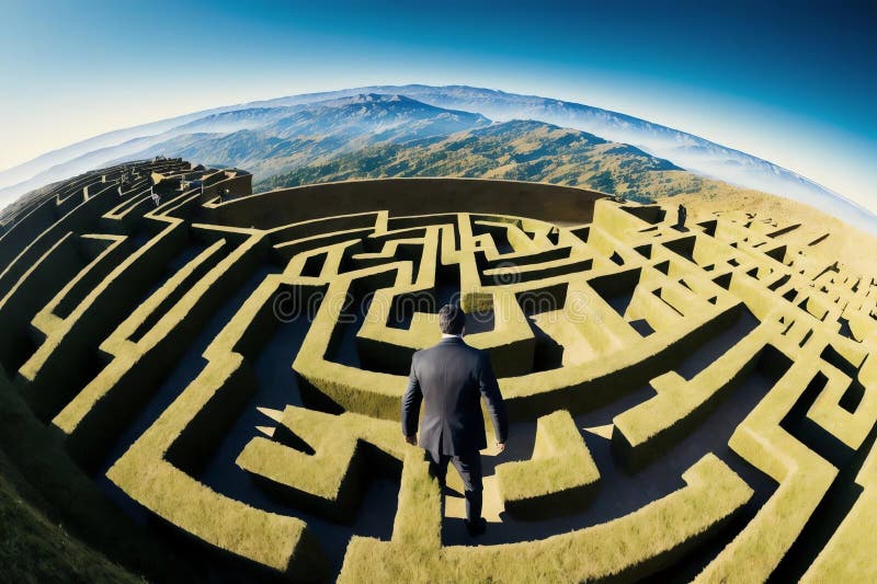 Lost in the Maze.AI Generated Stock Illustration - Illustration of ...
