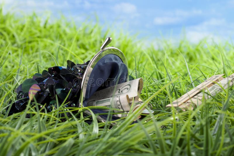 Lost money in the grass stock image. Image of dollar - 22423007
