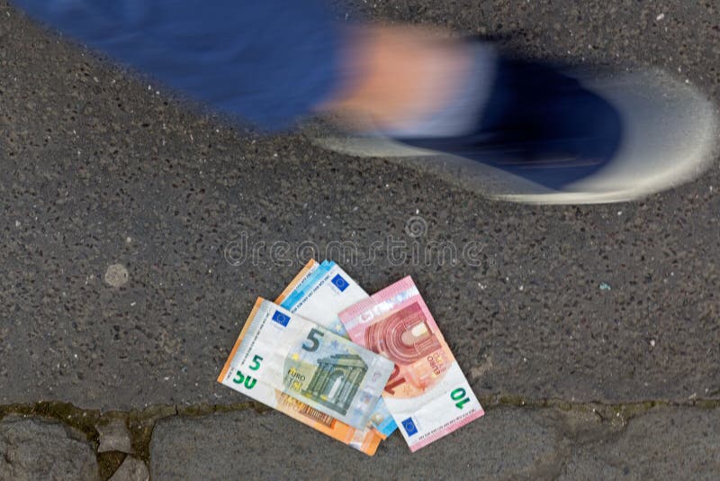 Lost money on the sidewalk stock image. Image of banknotes - 181793005