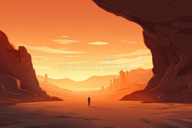 Lost Person in a Cave in Desert Landscape AI Generated Stock ...