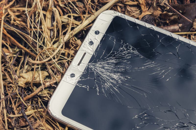 Lost Phone with Broken Screen. Cracked Touchscreen Stock Image - Image ...