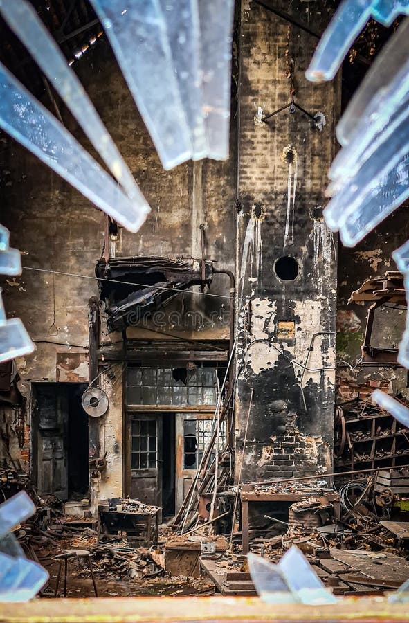 Lost Place through Broken Glass Stock Photo - Image of brown, lost ...