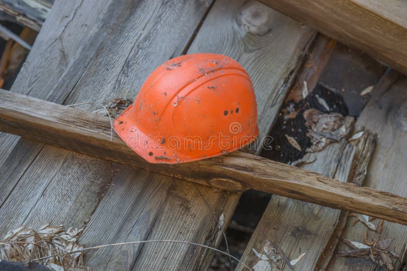 Lost Place with Safety Hard Hat Stock Photo - Image of dreary, atelier ...