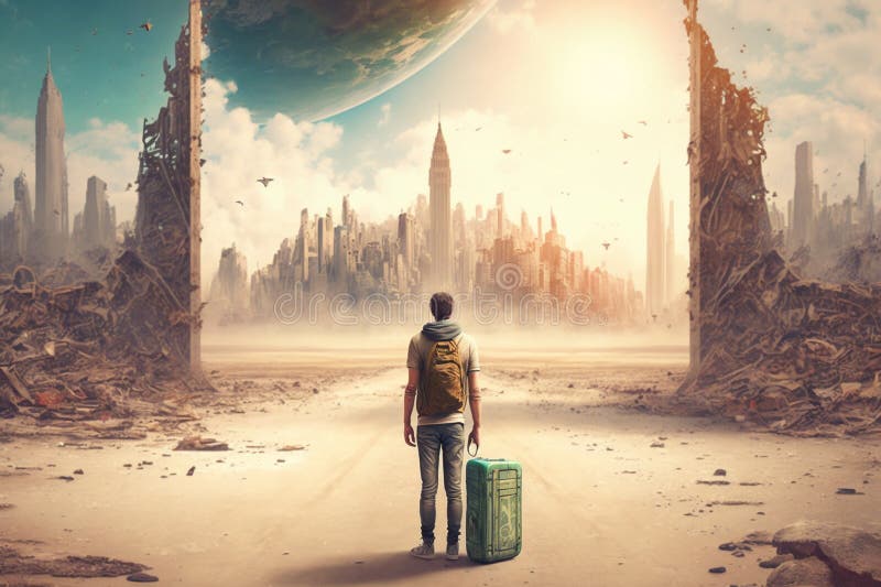 Lost in a Place between Two Destinations. a Man Way Finding Stock Photo ...