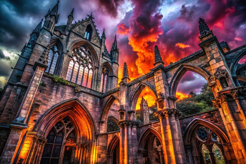 Gothic Architecture and Urban Decay a Dark Romance Illustrated in ...