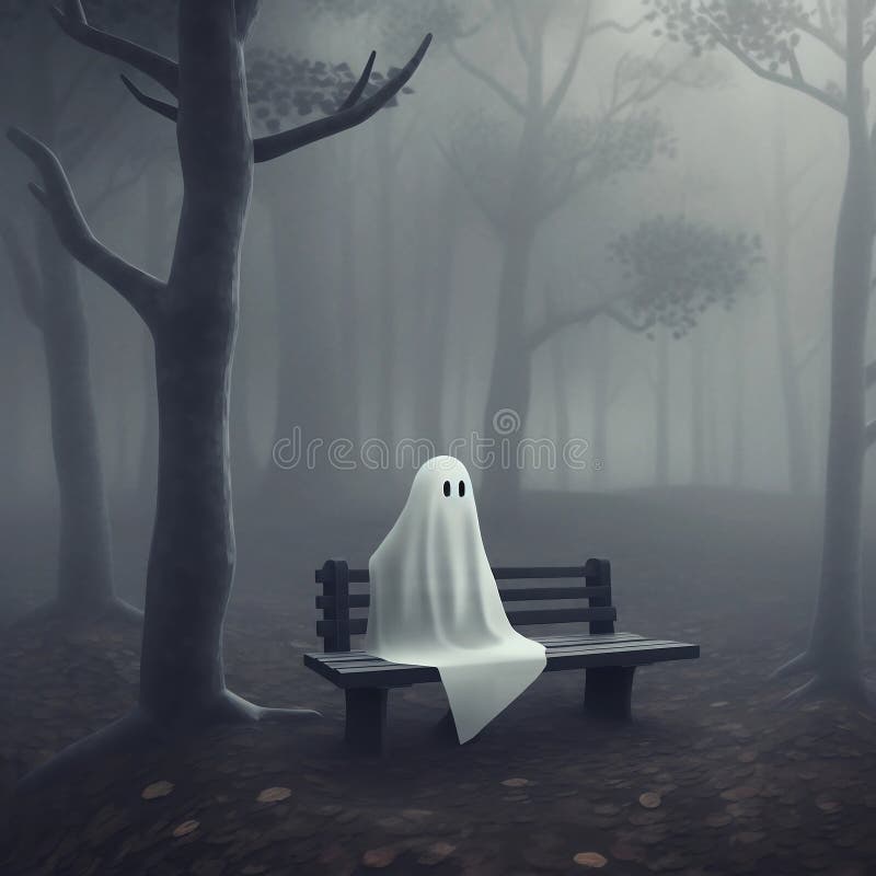 Lost in Solitude: a Lonely Sad Ghost in the Evening Forest. AI Generated. Stock Illustration ...