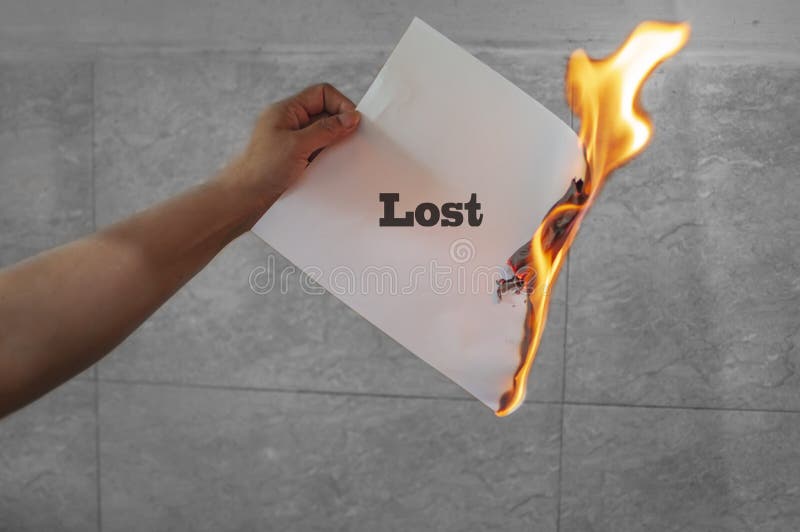 Lost text burning on paper stock photo. Image of light - 148737534