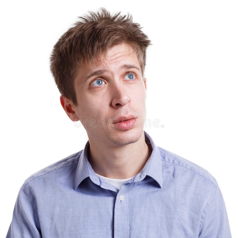 Lost in Thoughts, Man with Pensive Thoughtful Face Stock Image - Image ...