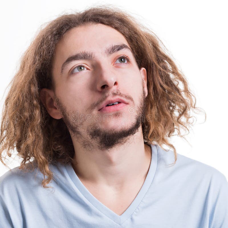 Lost in Thoughts, Man with Pensive Thoughtful Face Stock Image - Image ...