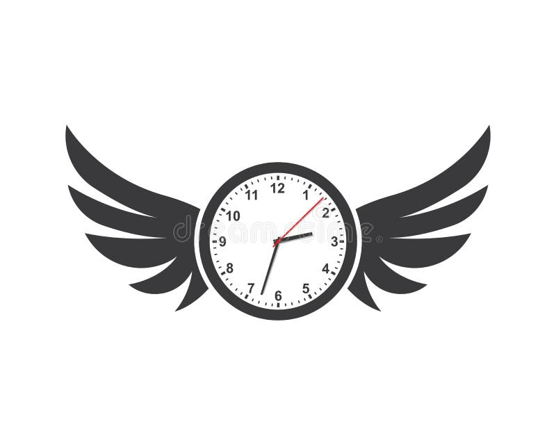 Clock and Wings Logo Icon Time Out Illustration Design Vector Stock ...