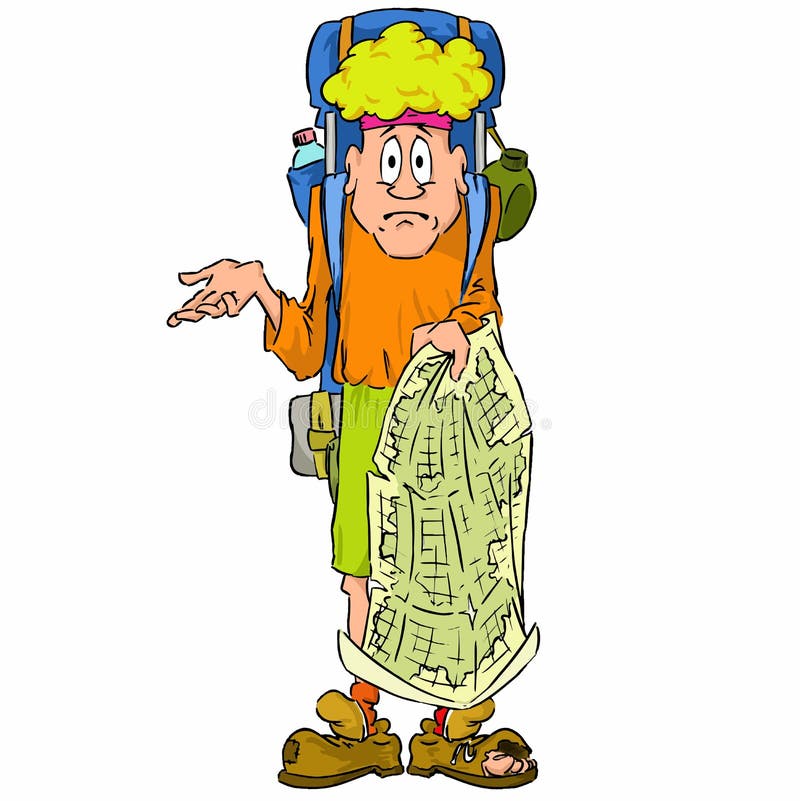 Lost Tourist Man with a Map Stock Vector - Illustration of looking ...