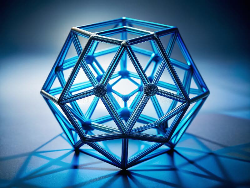 Azure Hexagonal Polyhedron in Deep Space an Ethereal Cosmic Gem ...