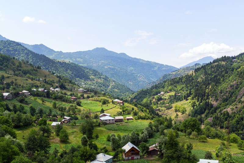 Lost Village in the Mountains Stock Photo - Image of meadow, cloud ...
