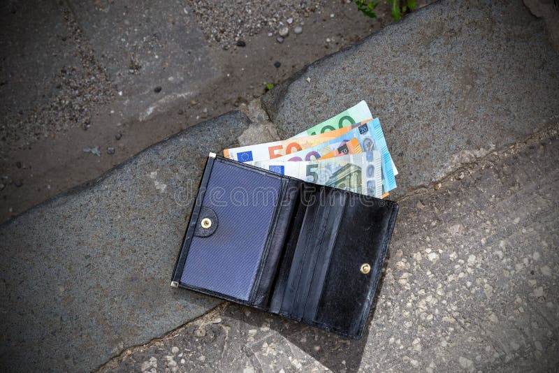 Lost Wallet with money stock photo. Image of path, euro - 181792838