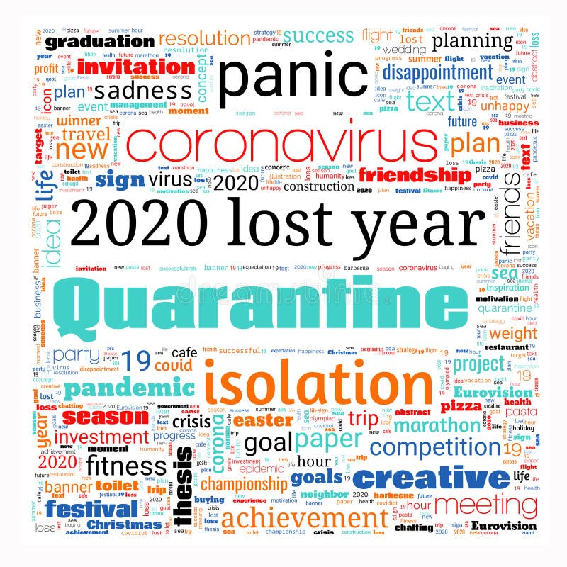 Lost Year 2020 Concept. Word Cloud on Theme Lost Year 2020 in Square ...