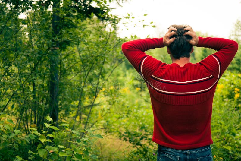 Young Man Lost In The Forest Stock Photo - Image of hiker, winter: 768060