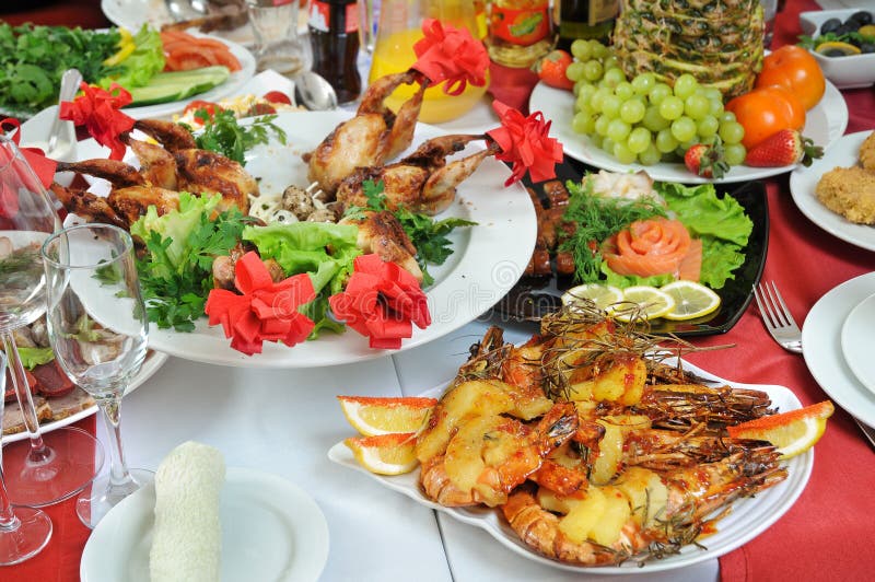 It is a Lot of Appetizing Food. Stock Image - Image of shrimp, food ...