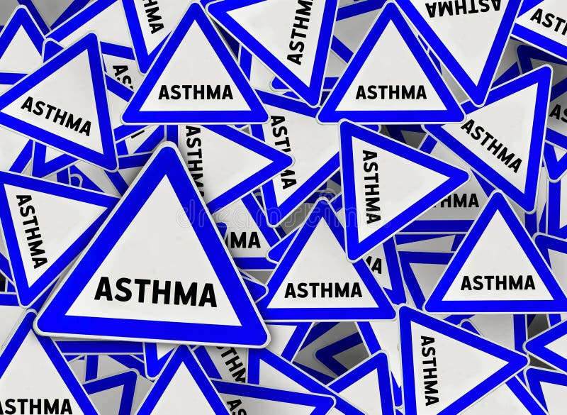 A Lot of Asthma Triangle Road Sign Stock Illustration - Illustration of ...
