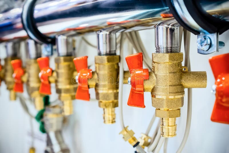 A Lot of Ball Valves, Arranged in a Row. Stock Image - Image of home ...
