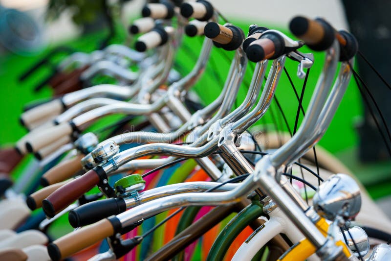 A Lot of Bicycle Handlebars Stock Photo - Image of dutch, europe: 39759206