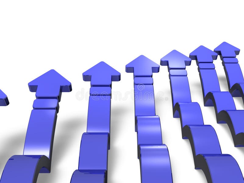 A Lot of Blue Arrows that Move Forward while Jumping. Abstract Concept ...