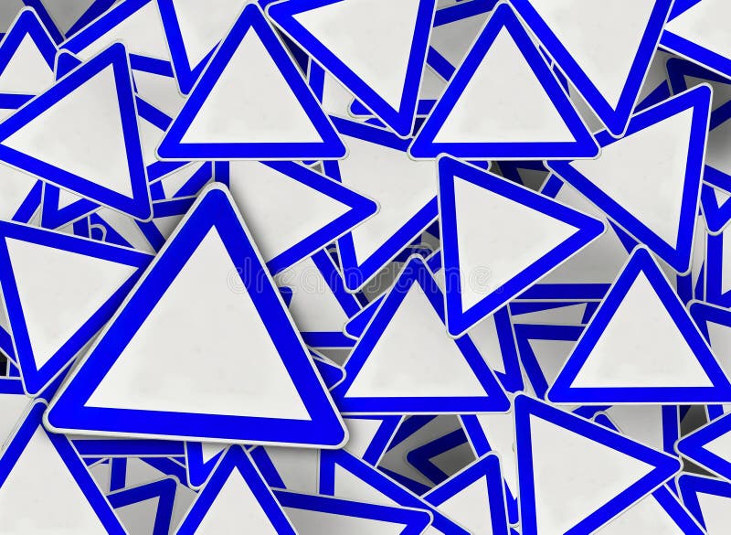 A Lot of Blue Triangle Road Sign Stock Image - Image of restrict ...