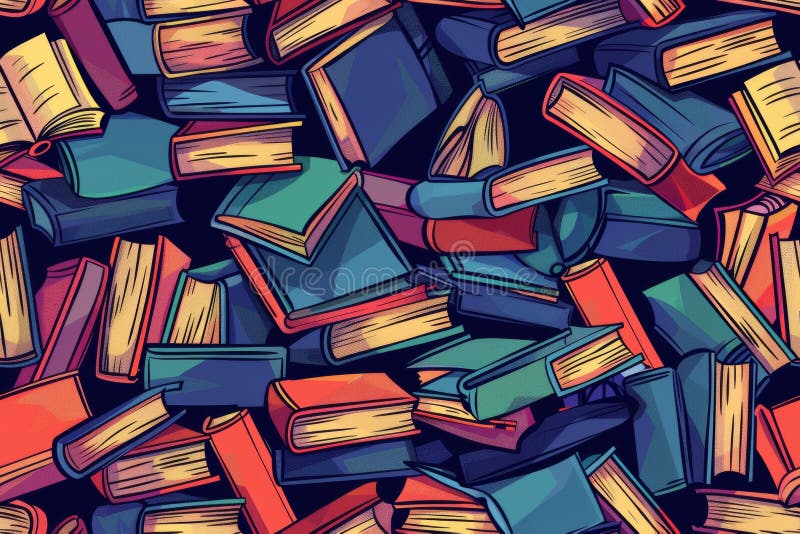 A Lot of Books are Randomly Stacked Together, the Books are in ...