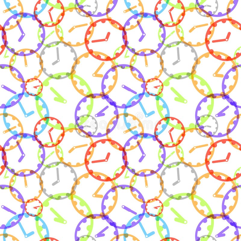 A Lot of Bright Colorful Clockface Icons, Seamless Pattern Stock Vector ...