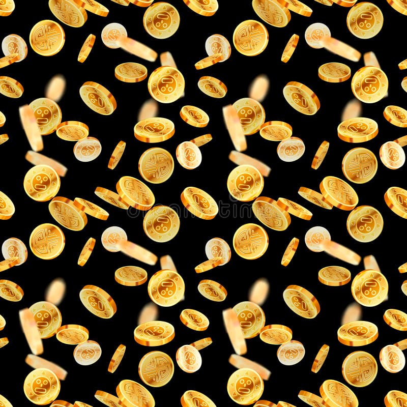 Ancient Coins Pattern with Watercolor Flowers on White Background Ready ...