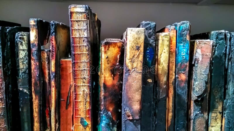 Burnt Books on a Pile of Ashes in the Smoke, Destruction of Books Stock ...