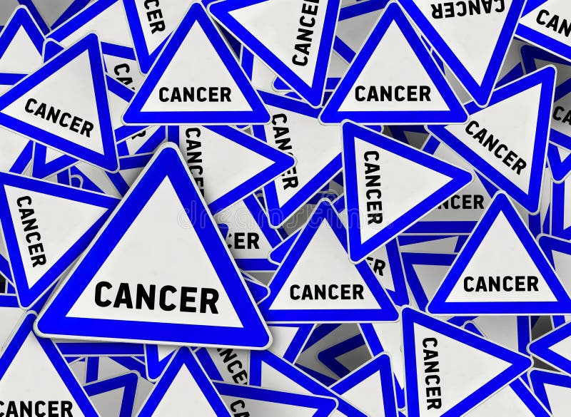 A Lot of Cancer Triangle Road Sign Stock Illustration - Illustration of ...