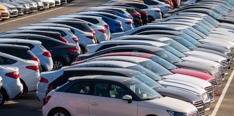A Lot of Cars in a Rows. Used Car Sales Stock Photo - Image of market ...