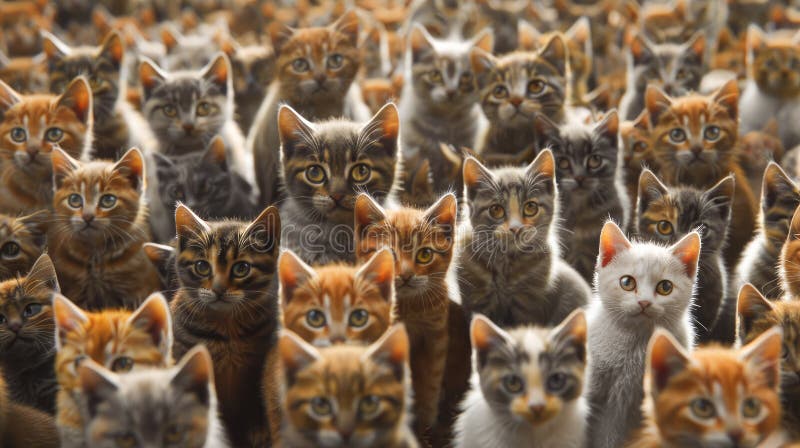 A Lot of Cats of Different Breeds. Background Full of Cute Kittens ...