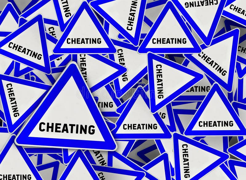 A Lot of Cheating Triangle Road Sign Stock Illustration - Illustration ...