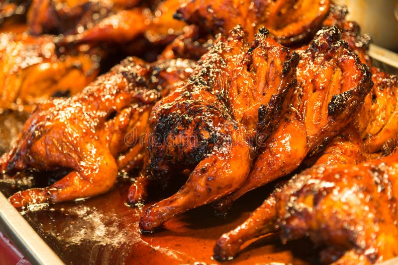 A lot of chicken roasted stock photo. Image of crispy - 300037910