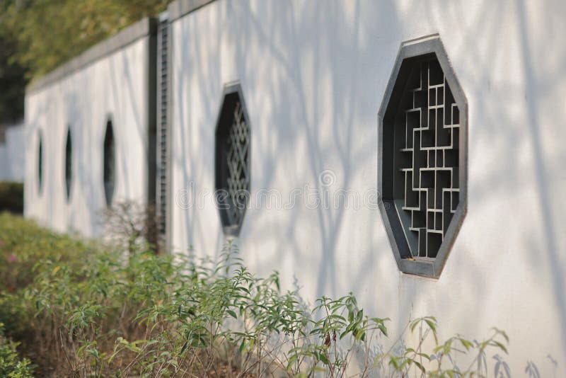 A Lot of Chinese Style Window in Garden Stock Image - Image of house ...