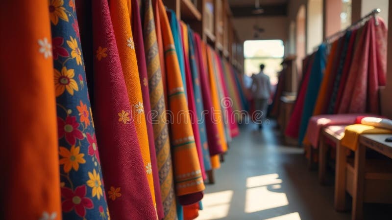 A Lot of Clothes Made of Fabrics in a Large Store Stock Image - Image ...