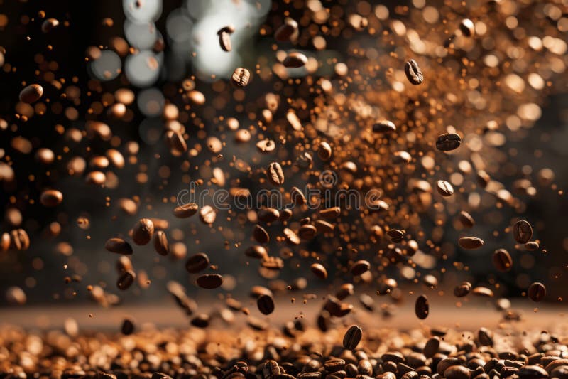 A Lot of Coffee Beans Floating in the Air. Generative AI Stock Image ...