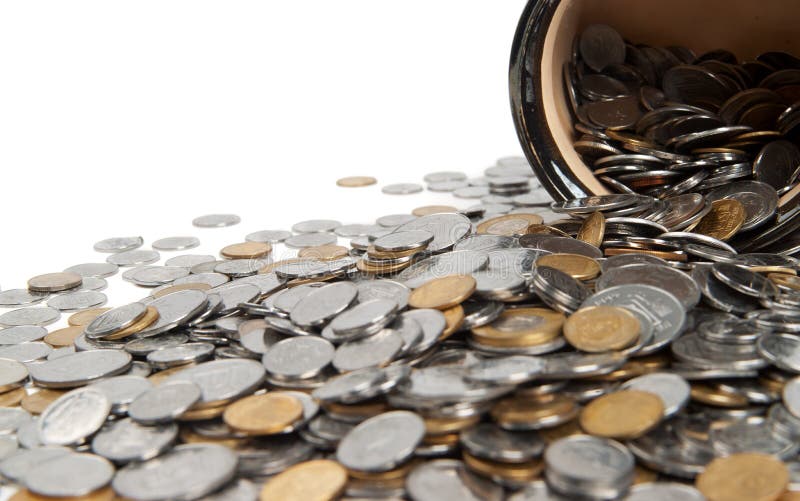 A lot coins from pot stock image. Image of money, magic - 21355963