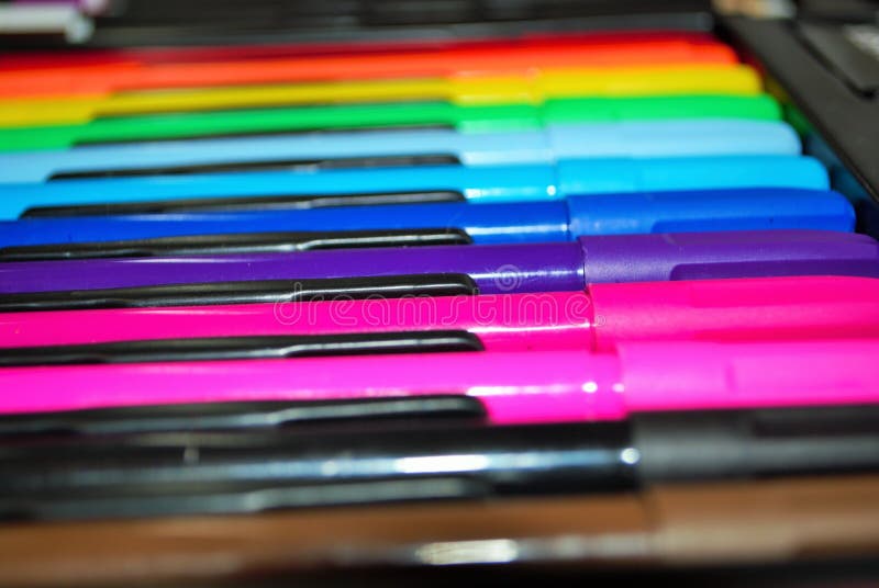 A Lot of Colored Markers in an Art Set Stock Photo - Image of utensil ...