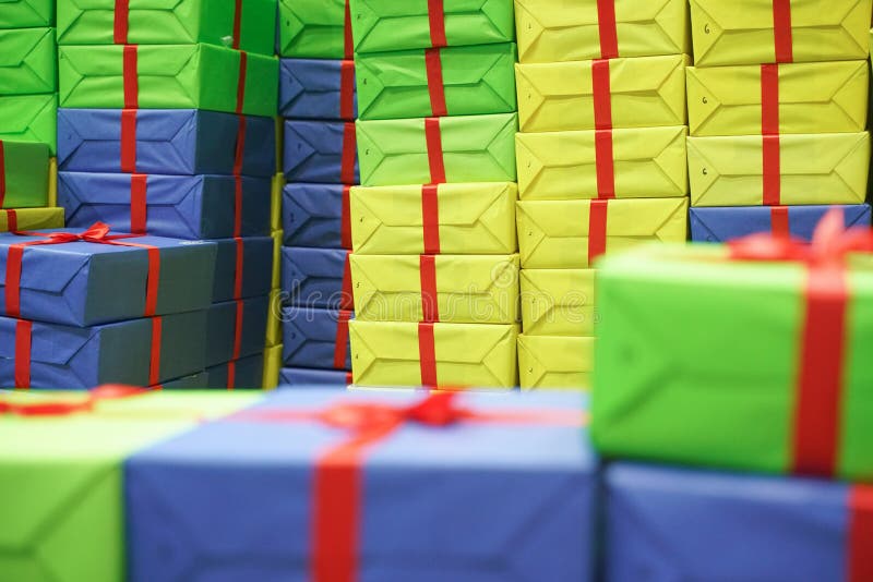 A Lot of Colorful Cardboard Boxes without Labels are Large Stacks Stock ...