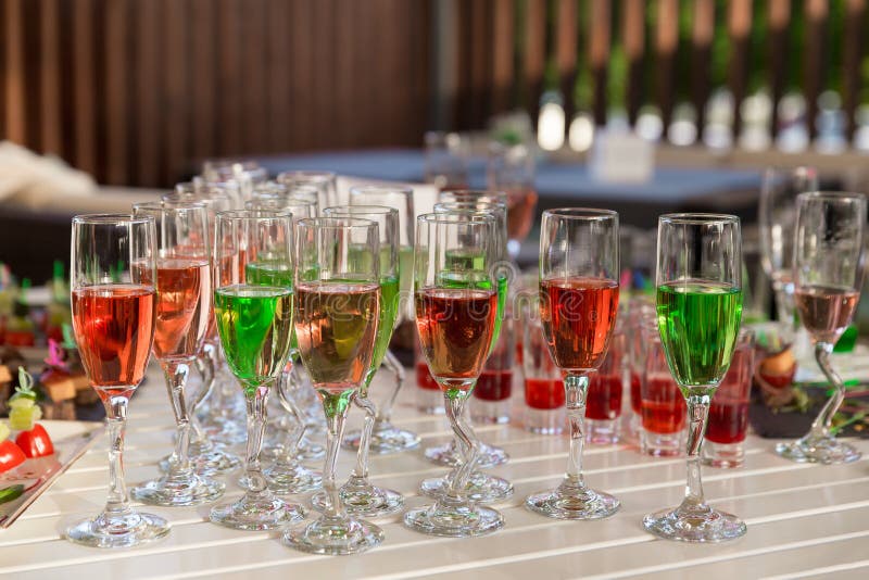 Lot of Colorful Drinks on Buffet Table Stock Photo - Image of alcohol ...