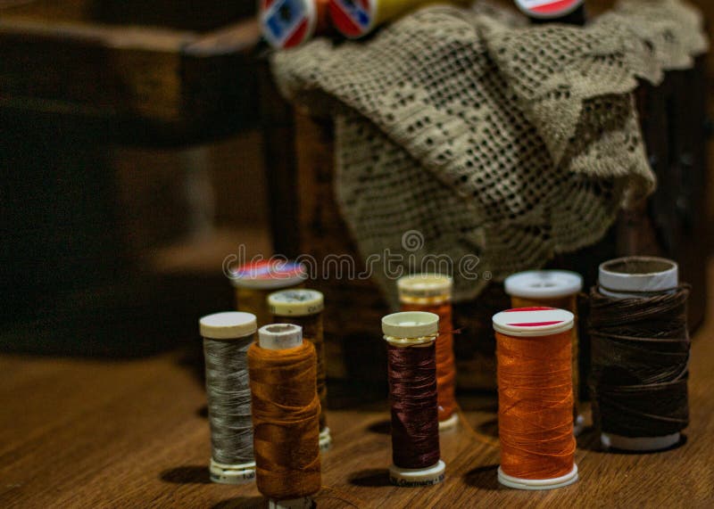 Lot of Colorful Yarn Rolls on the Table in a Tailor S Studio Stock ...