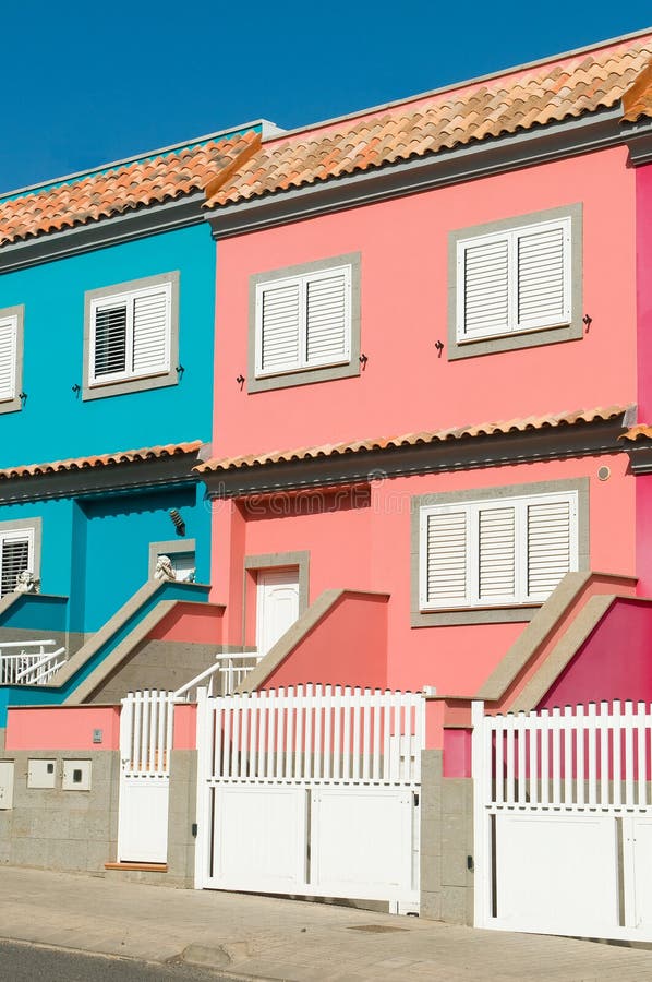 A Lot of Colors Houses in Town Stock Image - Image of building, city ...