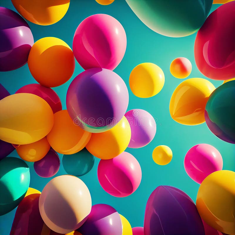 A Lot of Coloured Flying Balloons. Stock Illustration - Illustration of ...